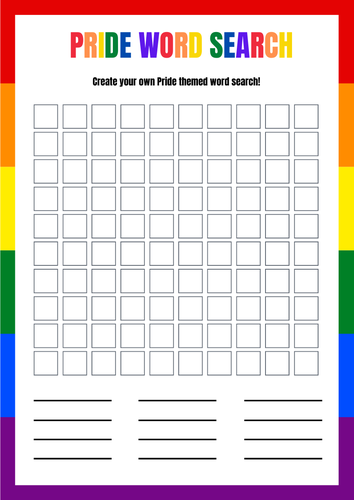 Pride Month Create Your Own Word Search - LGBTQ Fun Activity | Teaching ...