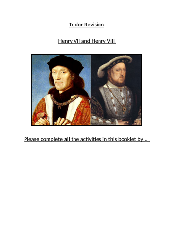 Henry VII and Henry VIII workbook | Teaching Resources