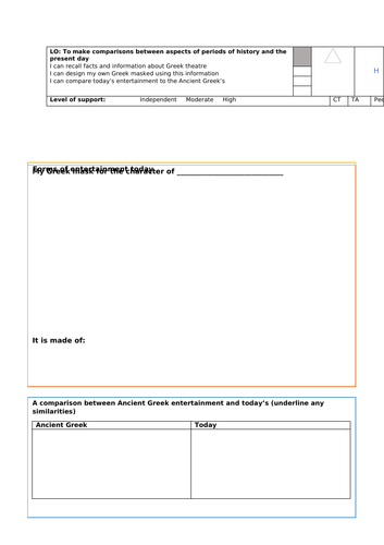 Greek Theatre Worksheet