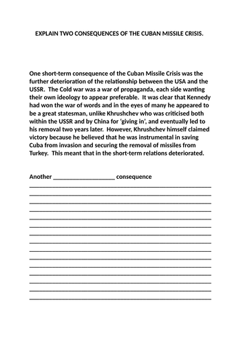 GCSE SUPERPOWER RELATIONS AND THE COLD WAR LESSON 17: THE CONSEQUENCES ...