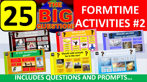 25 x The Big Question #2 Form Tutor Time Thinking Skills Activity ...