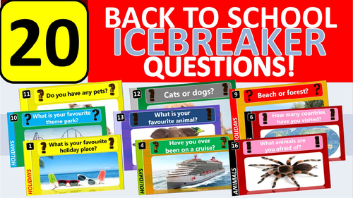 20 x Icebreakers Starter Questions Back to School Tutor Time Activity ...