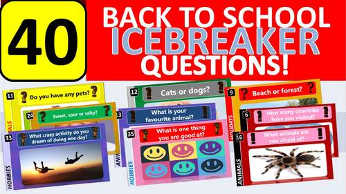 40 x Icebreakers Starter Questions Back to School Tutor Time Activity ...