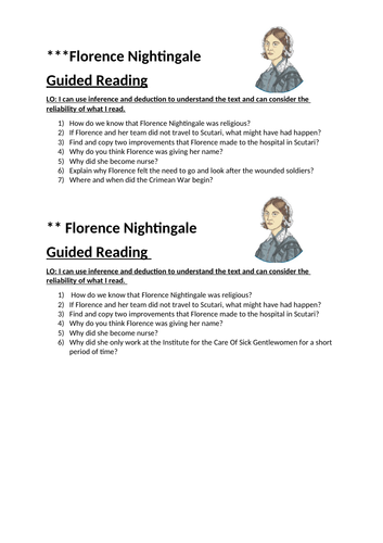 Florence Nightingale Guided Reading | Teaching Resources