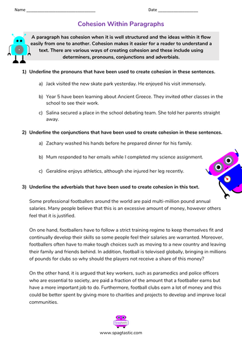 Cohesion within paragraphs | Teaching Resources
