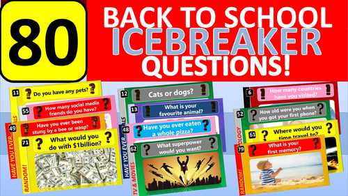 80 x Icebreakers Starter Questions Back to School Tutor Time Activity ...