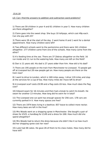 25 mixed addition and subtraction word problem questions and answers ...