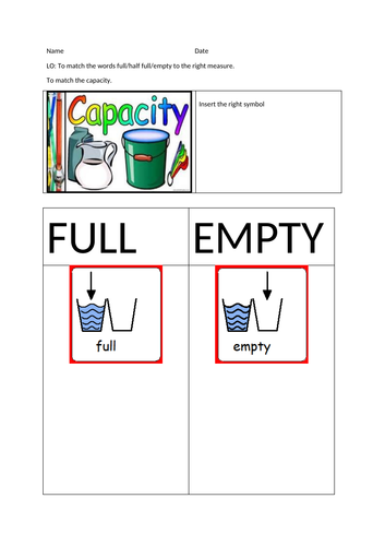 capacity-worksheet | Teaching Resources