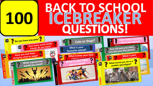 100 x Icebreakers Starter Questions Back to School Tutor Time Activity ...