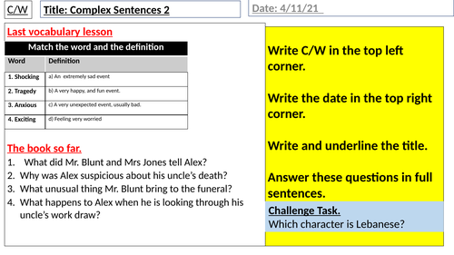 Complex Sentence- Advanced | Teaching Resources