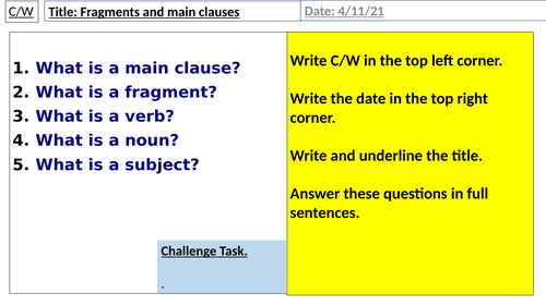 Fragments and Clauses | Teaching Resources