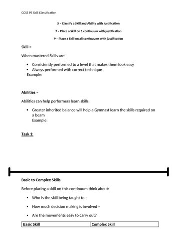 AQA GCSE PE ~ Skill Classification | Teaching Resources AQA GCSE PE ~ Skill Classification | Teaching Resources