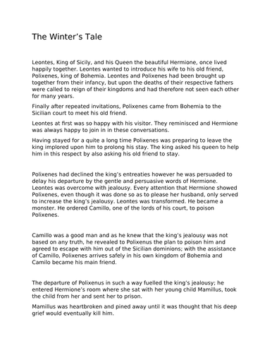 A full synopsis of The Winter's Tale by Shakespeare - summary of the ...