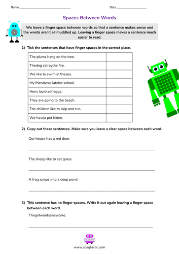 Spaces between words | Teaching Resources
