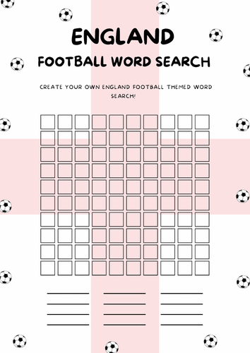 England Football Create Your Own Word Search - Fun Activity Euros 2020 ...