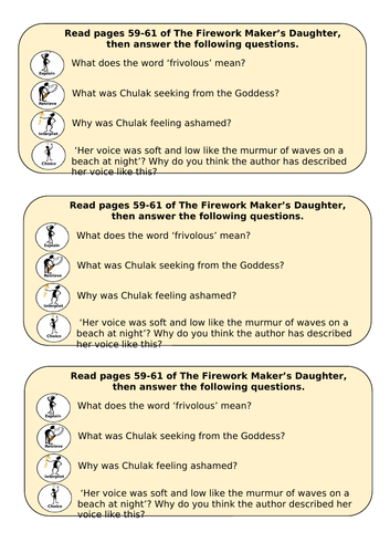 DERIC Reading comprehension Firework Makers Daughter | Teaching Resources