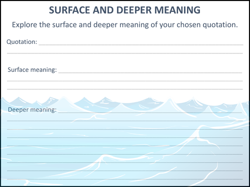 Surface and Deeper Meaning | Teaching Resources Surface and Deeper Meaning | Teaching Resources