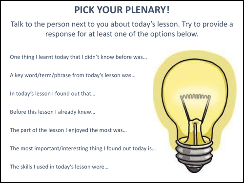 Pick Your Plenary! | Teaching Resources Pick Your Plenary! | Teaching Resources