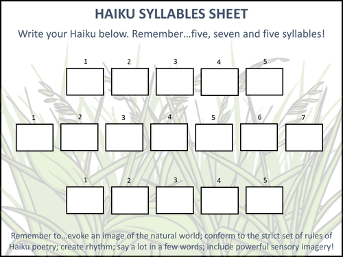 Haiku Syllables Sheet | Teaching Resources