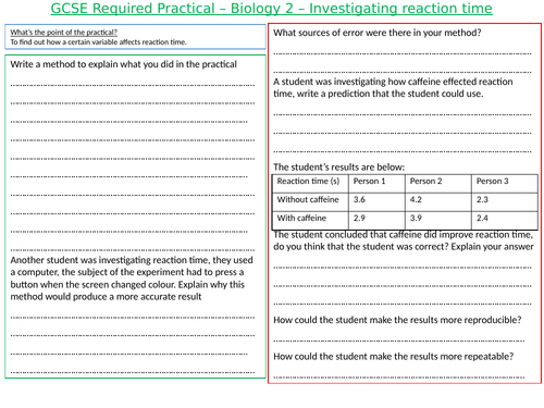 AQA B2 Required Practical Student sheets | Teaching Resources