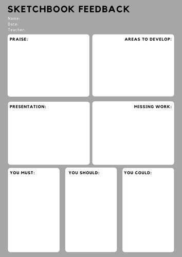 Art Feedback and Assessment Sheets | Teaching Resources