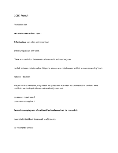 French GCSE Foundation Tier - lesson on common mistakes - grammar and ...