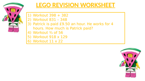 LEGO REVISION WORKSHEET 12 | Teaching Resources