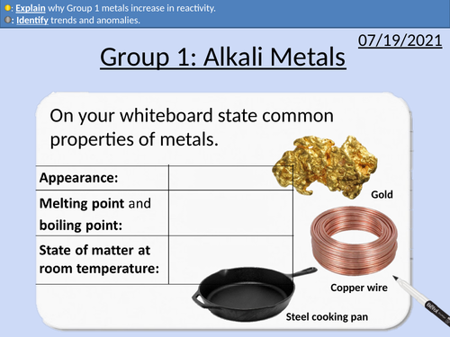 GCSE Chemistry: Group 1 - Alkali Metals | Teaching Resources
