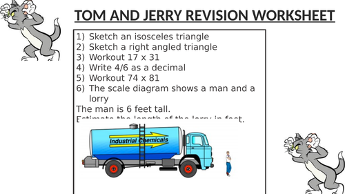TOM AND JERRY REVISION WORKSHEET 1 | Teaching Resources