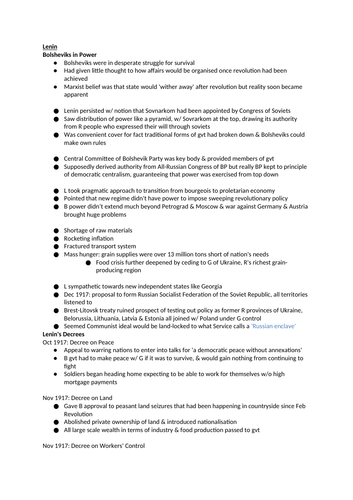 Russia 1917-24 (Civil War & Lenin) Notes | Teaching Resources
