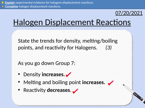 GCSE Chemistry: Halogen Displacement Reactions | Teaching Resources GCSE Chemistry: Halogen Displacement Reactions | Teaching Resources