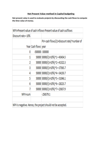 Net present value and Payback period with examples | Teaching Resources