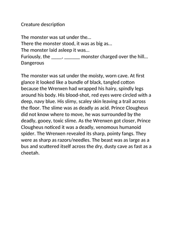 Mythical beast character description unit | Teaching Resources