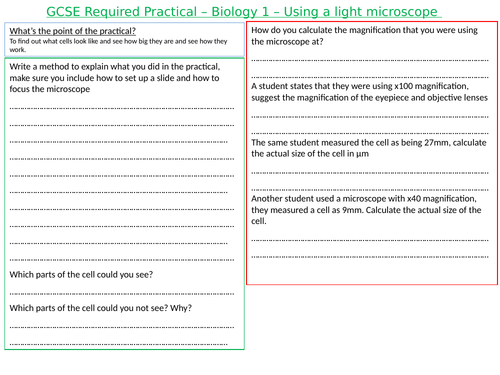 AQA B1 required practical student sheets | Teaching Resources