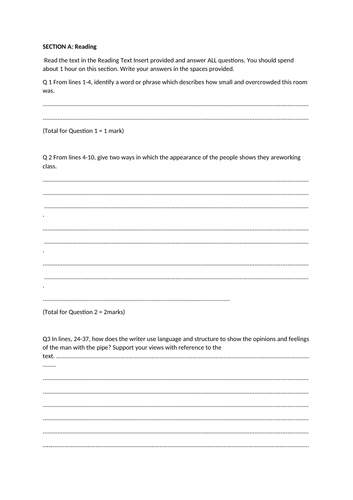 Mrs C'S Edexcel GCSE English paper 1 Q1-4 reading extract, questions ...