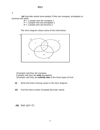SETS 2 WITH ANSWERS | Teaching Resources