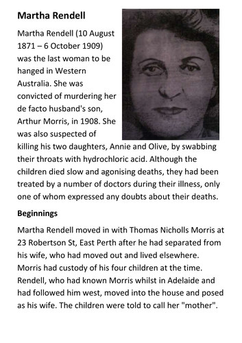 Martha Rendell Hanged