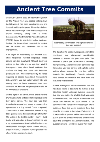 Y6 Newspaper Article unit | Teaching Resources