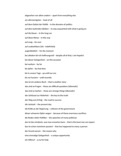 A level German Essay Writing - ambitious phrases and sentences A* ...