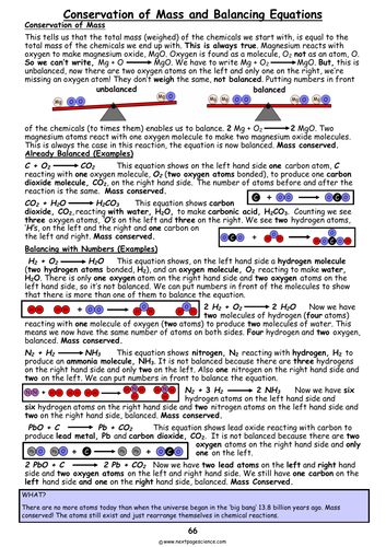 Balancing Equations (Mass Conservation) | Teaching Resources
