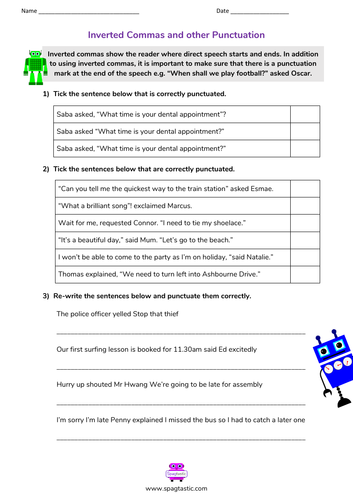 Inverted commas and other punctuation | Teaching Resources