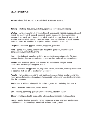 year6 ambitious vocabulary / diction with synonyms LESSON PLAN ...