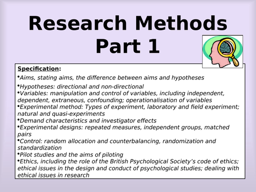 Research Methods Year 1 Taster - AQA Psychology | Teaching Resources