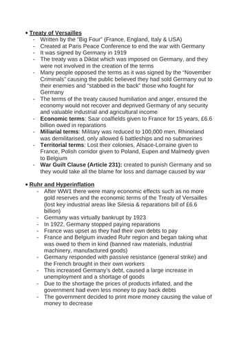 Weimar and Nazi Germany GCSE Notes | Teaching Resources