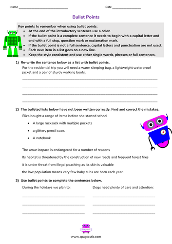 Bullet points | Teaching Resources