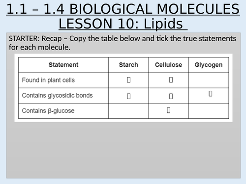 AS Topic 1 Biological Molecules 1.1 - 1.4 Biological Molecules and ...