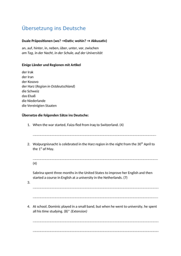 A-Level Translation into German | Teaching Resources