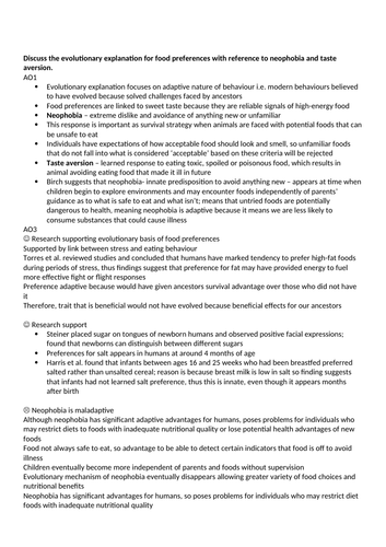 AQA A Level Psychology Eating Behaviour | Teaching Resources AQA A Level Psychology Eating Behaviour | Teaching Resources
