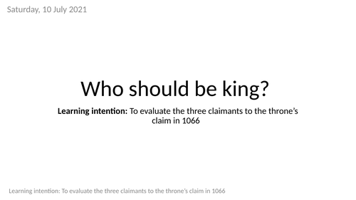 Who should be King in 1066 | Teaching Resources