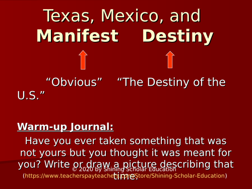 Manifest Destiny PowerPoint Annexing Texas into the US (TX History ...
